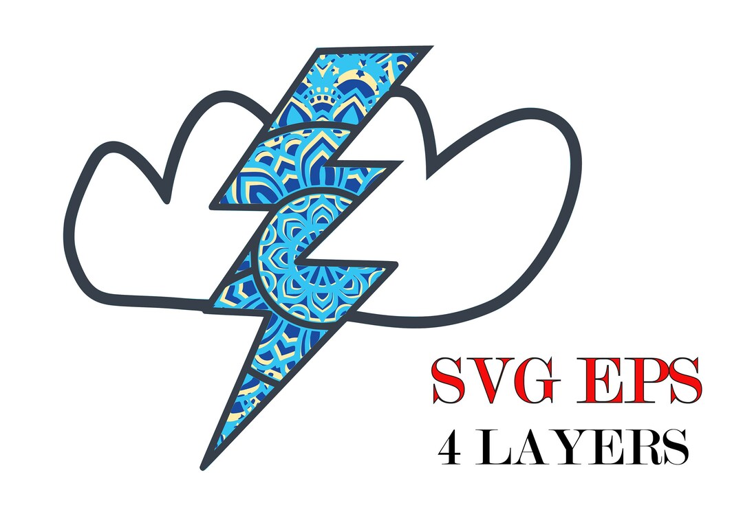 Lightning, mandala 3d, 4 capas, Descarga digital, svg, eps, archivos ...
