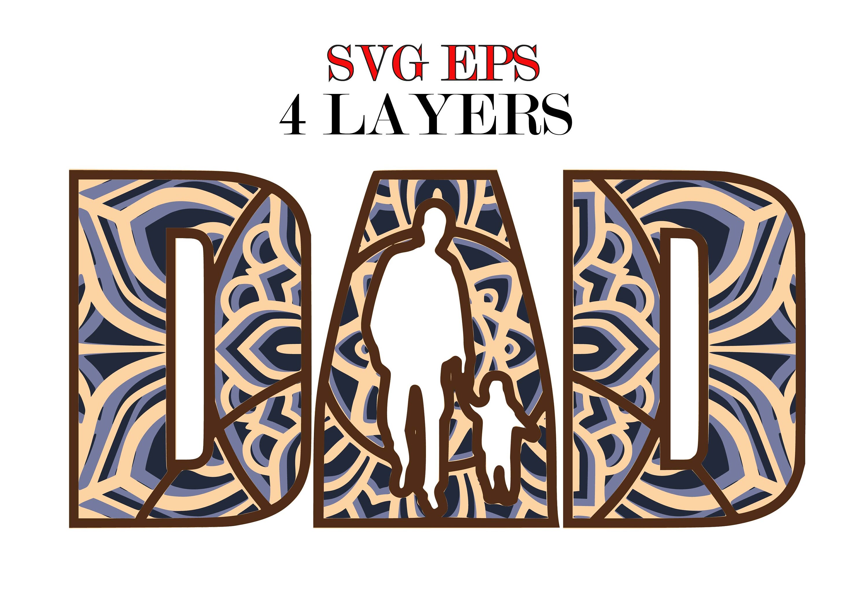 DAD Kid 4 Layers Digital Download SVG EPS Files 3 D - Etsy