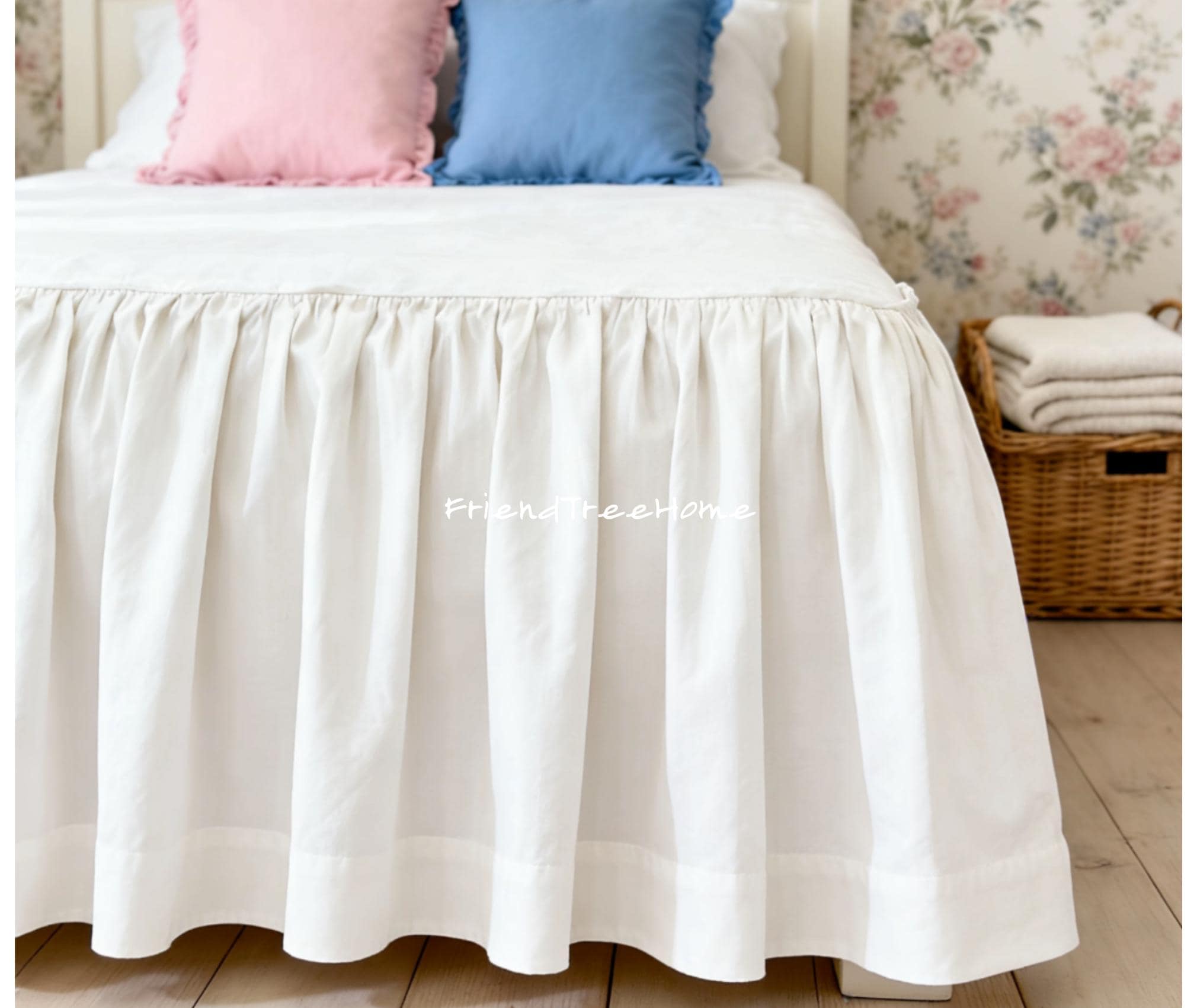 Creamy White Cotton Bed Skirt - Custom Bed Skirt - Personalize Bed ...