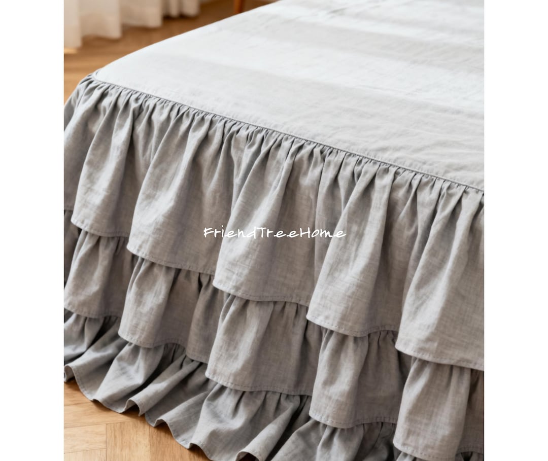 Pure Cotton Bed Skirt - Custom Bed Skirt Light Grey - Bed Skirt Dust 3 ...