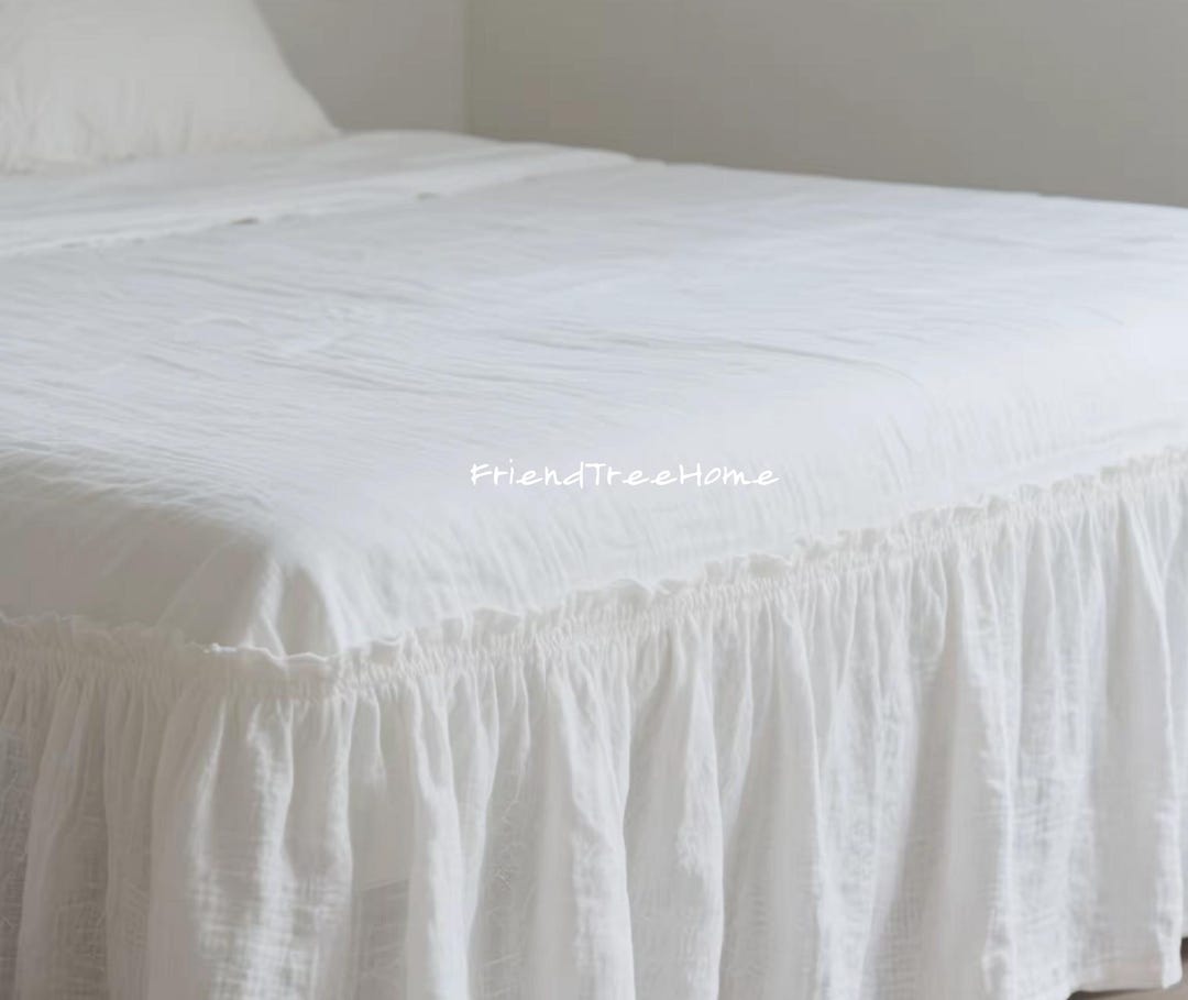 White Cotton Bed Skirt - Custom Dust Ruffle - Etsy