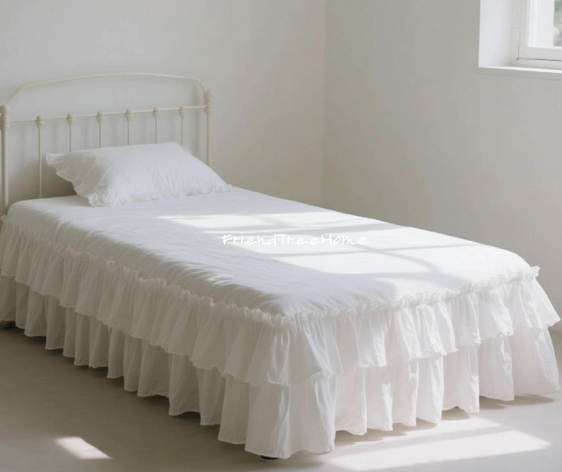 Pure Cotton Bed Skirt - Custom Double-layer Ruffle - Etsy
