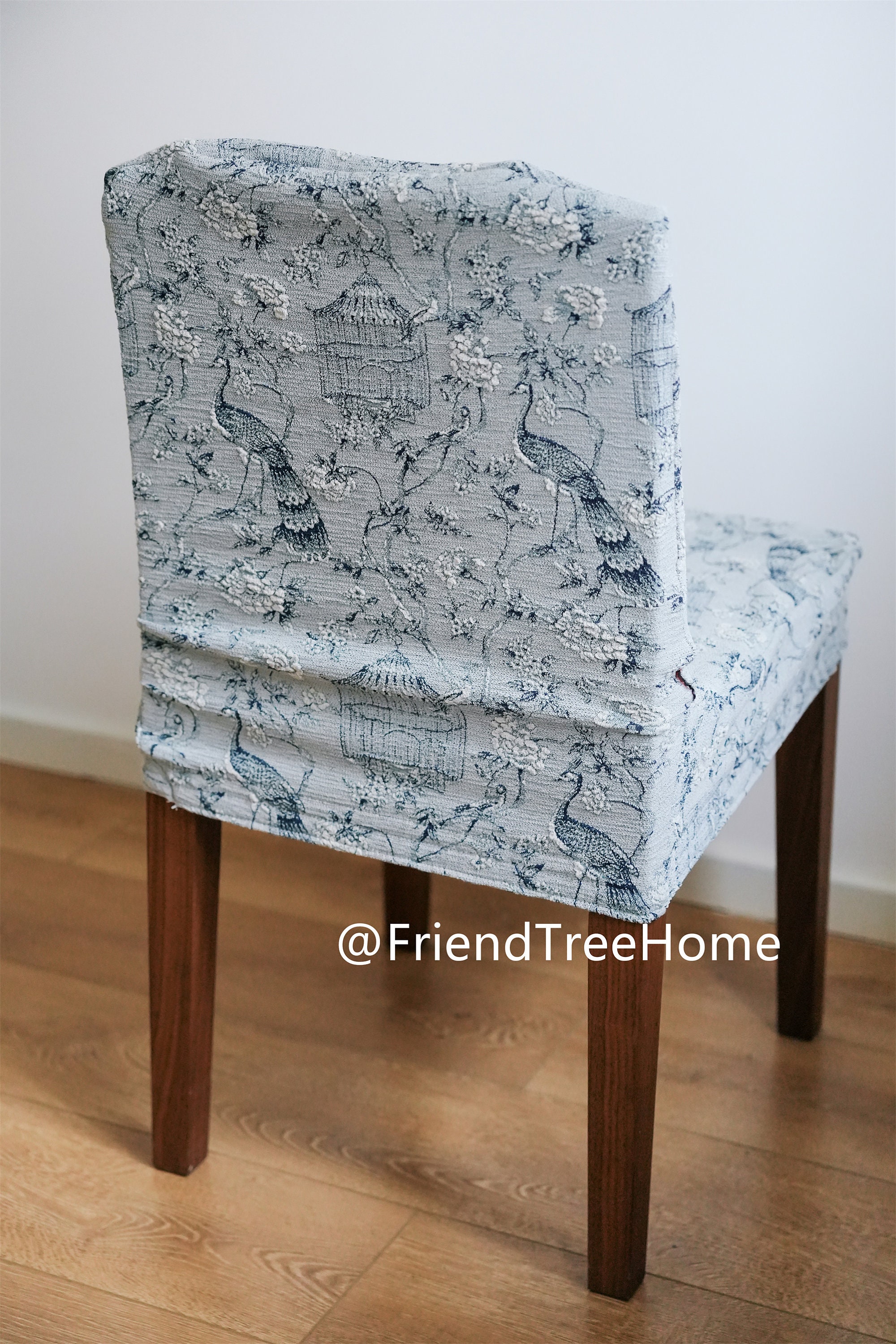 Elastic Chair Cover - Blue Flower Chair Slipcover - Thick Fabric Chair ...