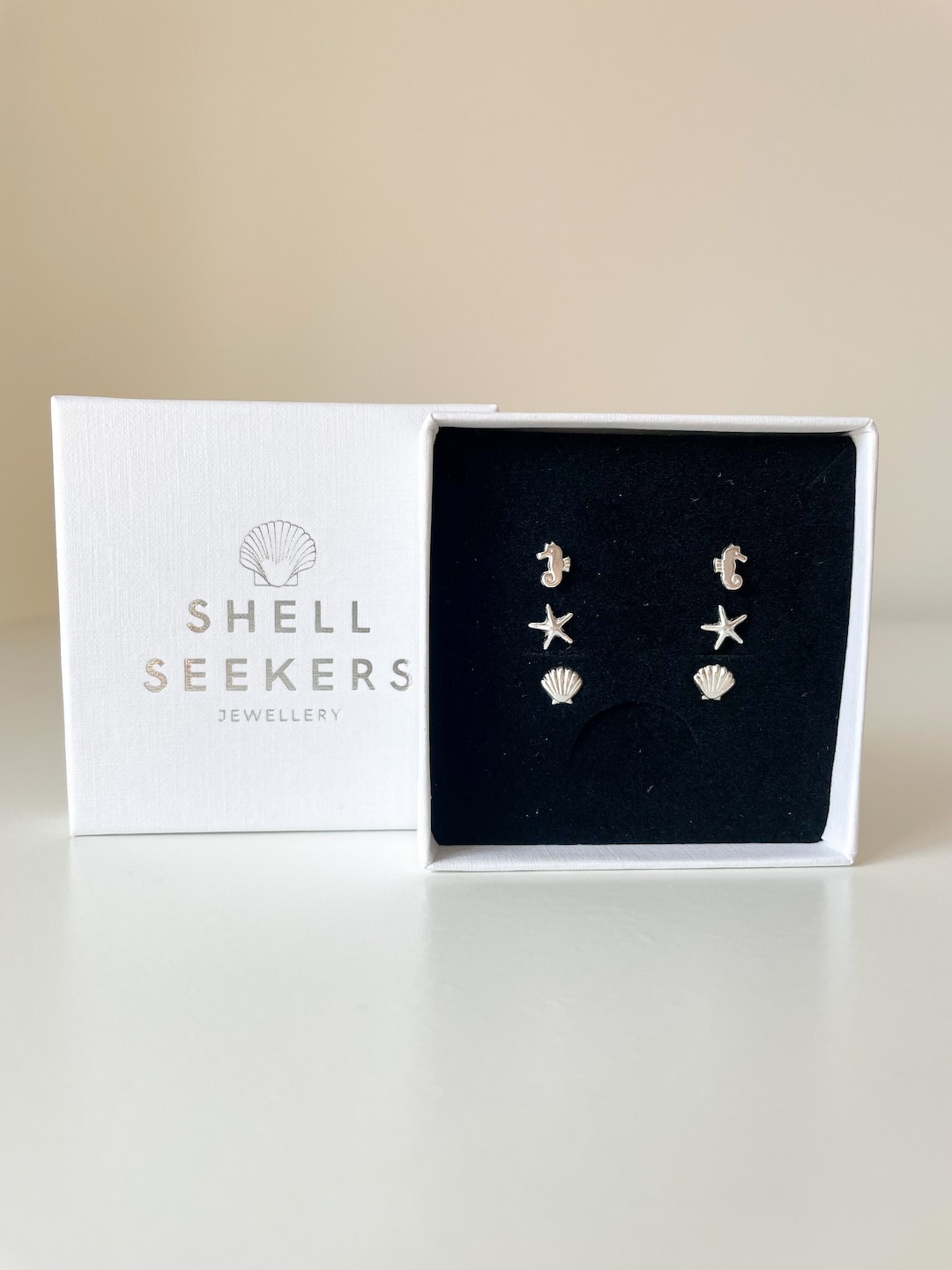 Silver Earrings Under the Sea Set, Beach Themed Earrings, Seashell, Starfish, Seahorse Studs ...