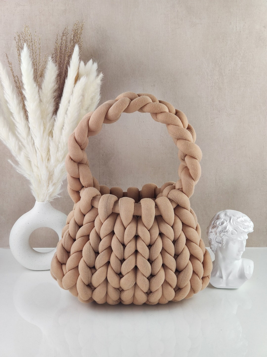 Handmade Chunky Yarn Bag | Soft Knitted Crochet Giant Yarn Bag | Women ...