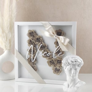Initial & Name Flower Box Personalised 3D Rolled Paper Rose Box Gift ...