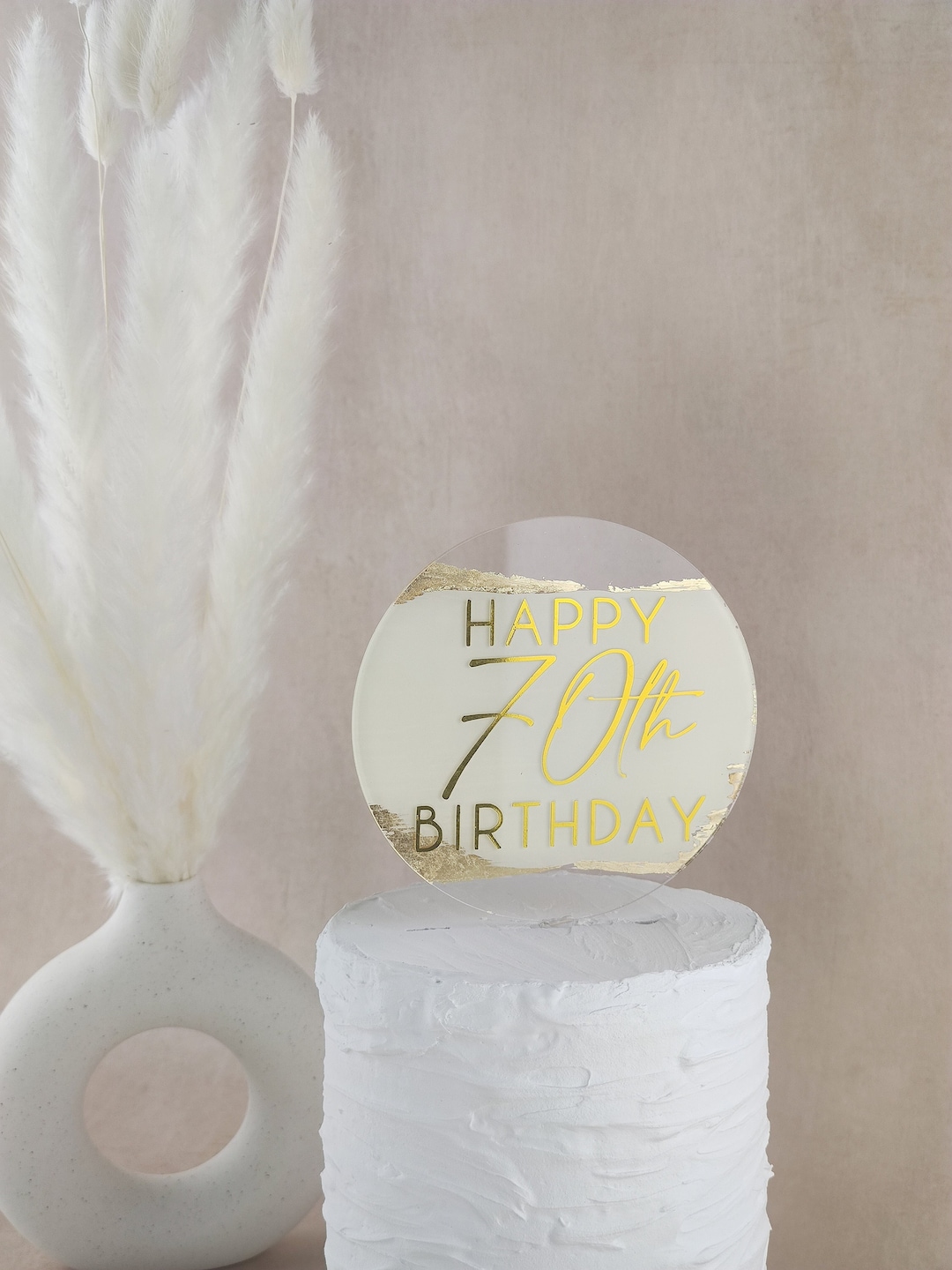 Happy 70th Birthday Cake Topper | Acrylic Age Cake Topper ...