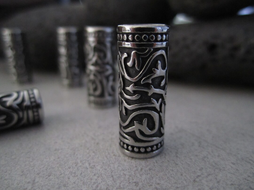 Perle De Barbe Colonne Viking En Acier Inoxydable - 24x9,5mm, Trou:7mm ...