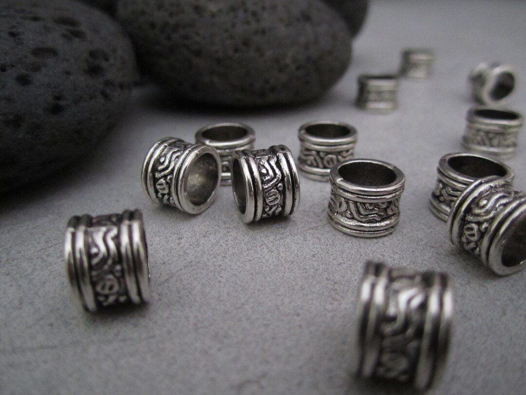 2 Perles De Barbe Viking En Métal, 9x7mm, Trou: 7mm - Argent Antique ...