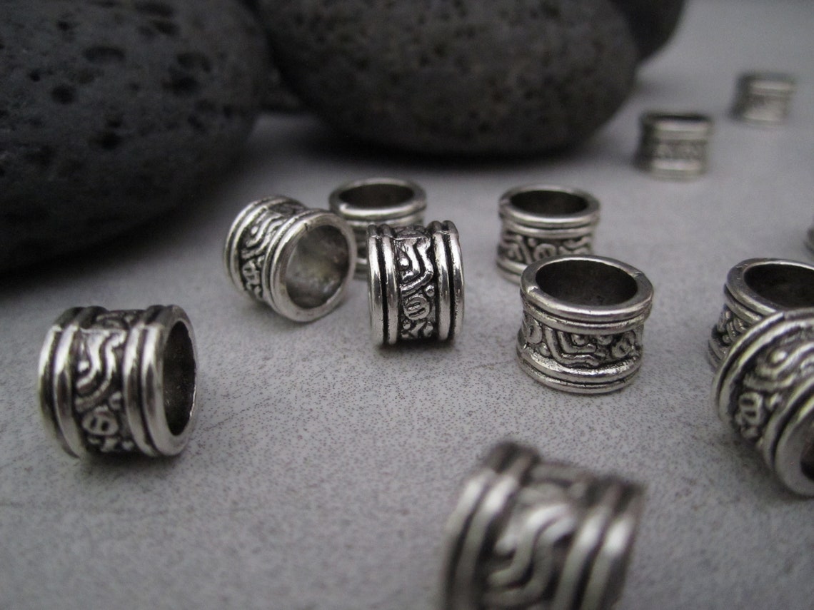 2 Perles de barbe Viking en Métal 9x7mm trou: 7mm argent - Etsy France