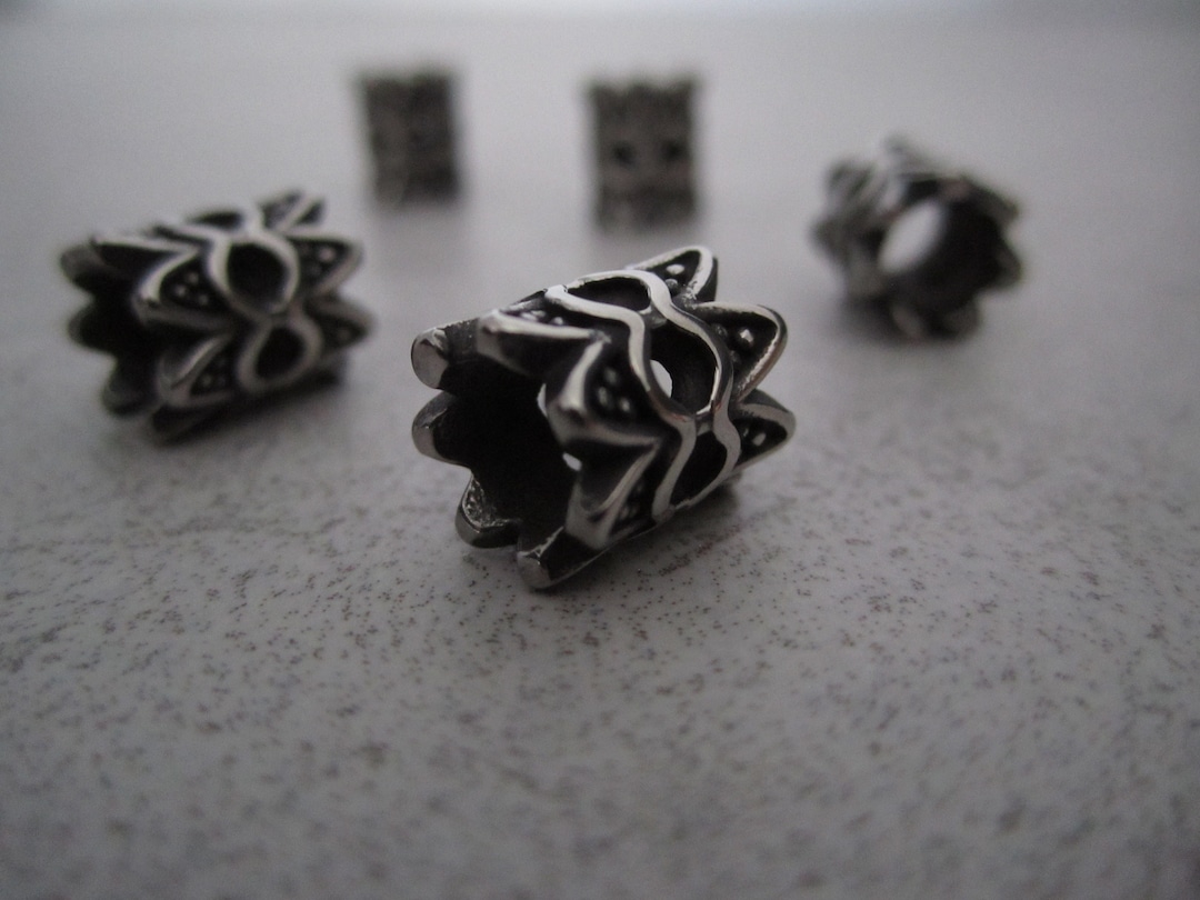 Perle De Cheveux Et Barbe Viking En Acier Inoxydable, 9x9,5mm - Trou ...