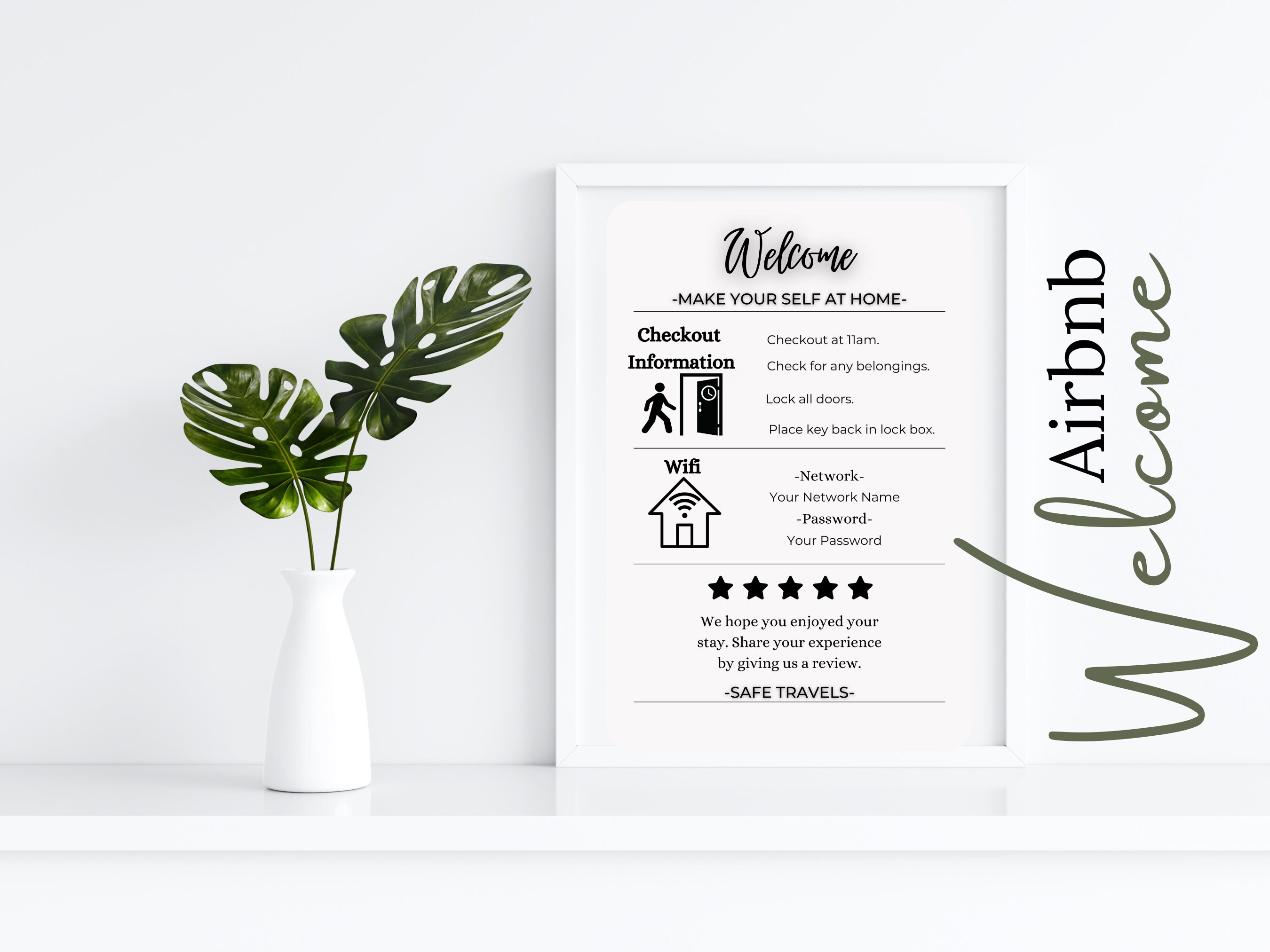 Airbnb Welcome Sign Template, VRBO Welcome Sign Template, Printable ...