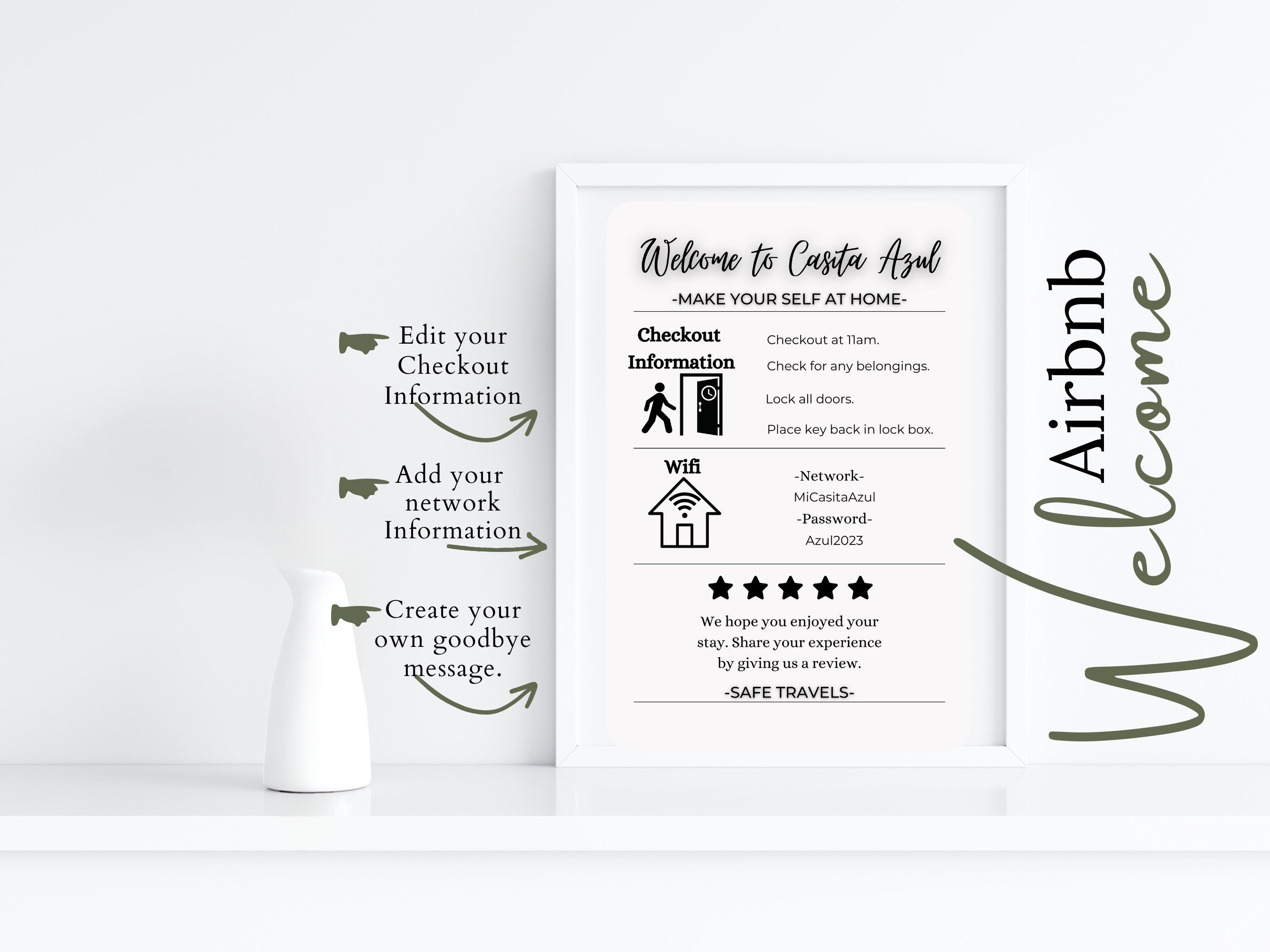Airbnb Welcome Sign Template, VRBO Welcome Sign Template, Printable ...