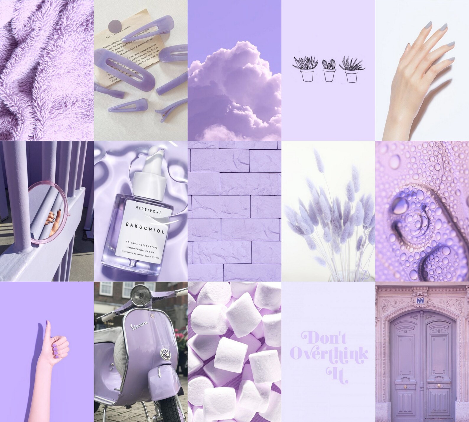 Lavender Aesthetic Collage Kit, Wall Decor, Digital, Lavender, Lilac ...