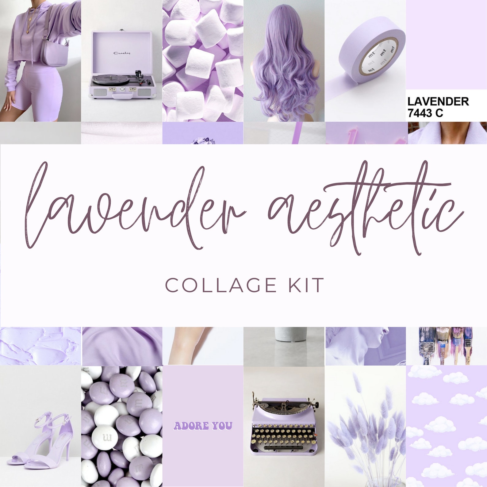 Lavender Aesthetic Collage Kit Wall Decor Digital Lavender | Etsy