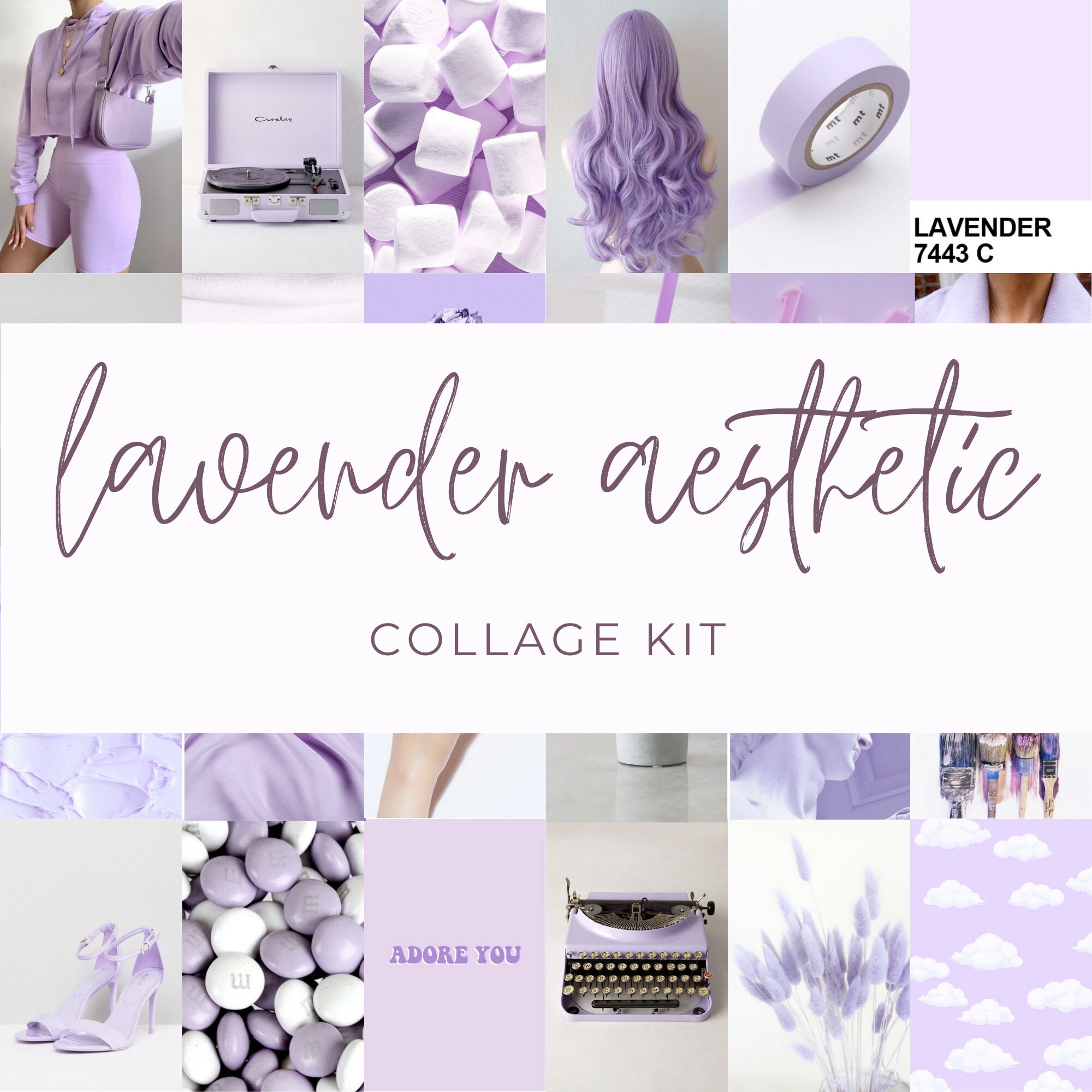 Lavender Aesthetic Collage Kit Wall Decor Digital Lavender - Etsy Hong Kong