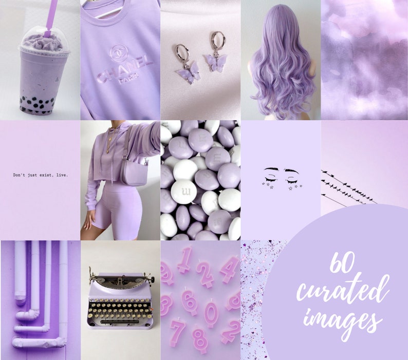 Lavender Aesthetic Collage Kit Wall Decor Digital Lavender - Etsy