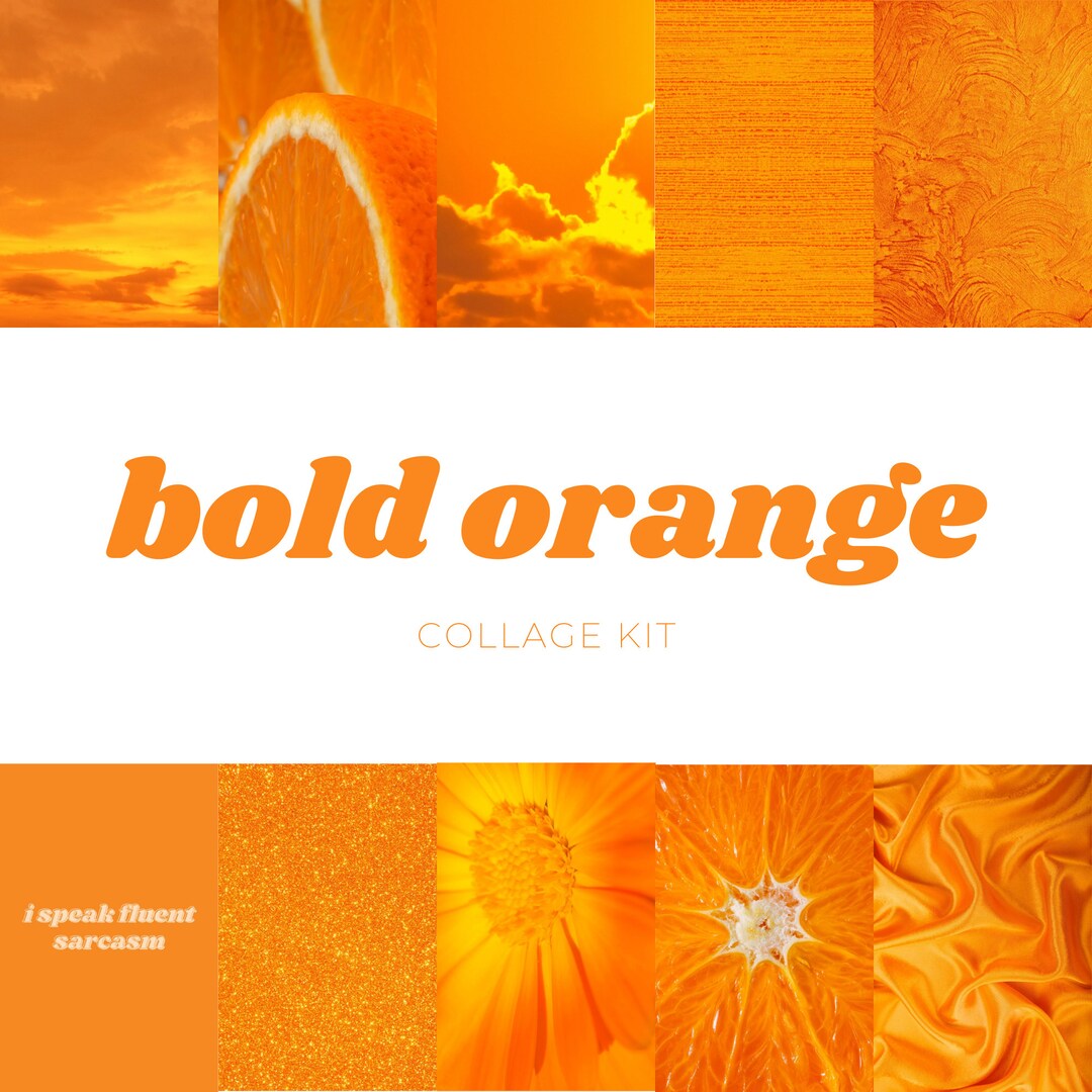 Orange Aesthetic Collage Kit, Wall Decor, Digital, Orange, Cheerful ...