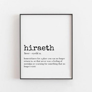 Hiraeth Definition Printable Art, Hiraeth, Definition, Home Decor ...