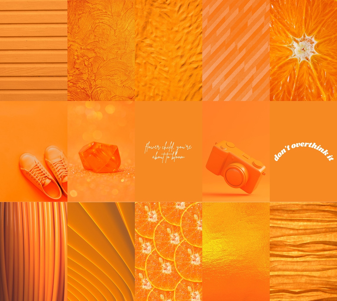 Orange Aesthetic Collage Kit, Wall Decor, Digital, Orange, Cheerful ...