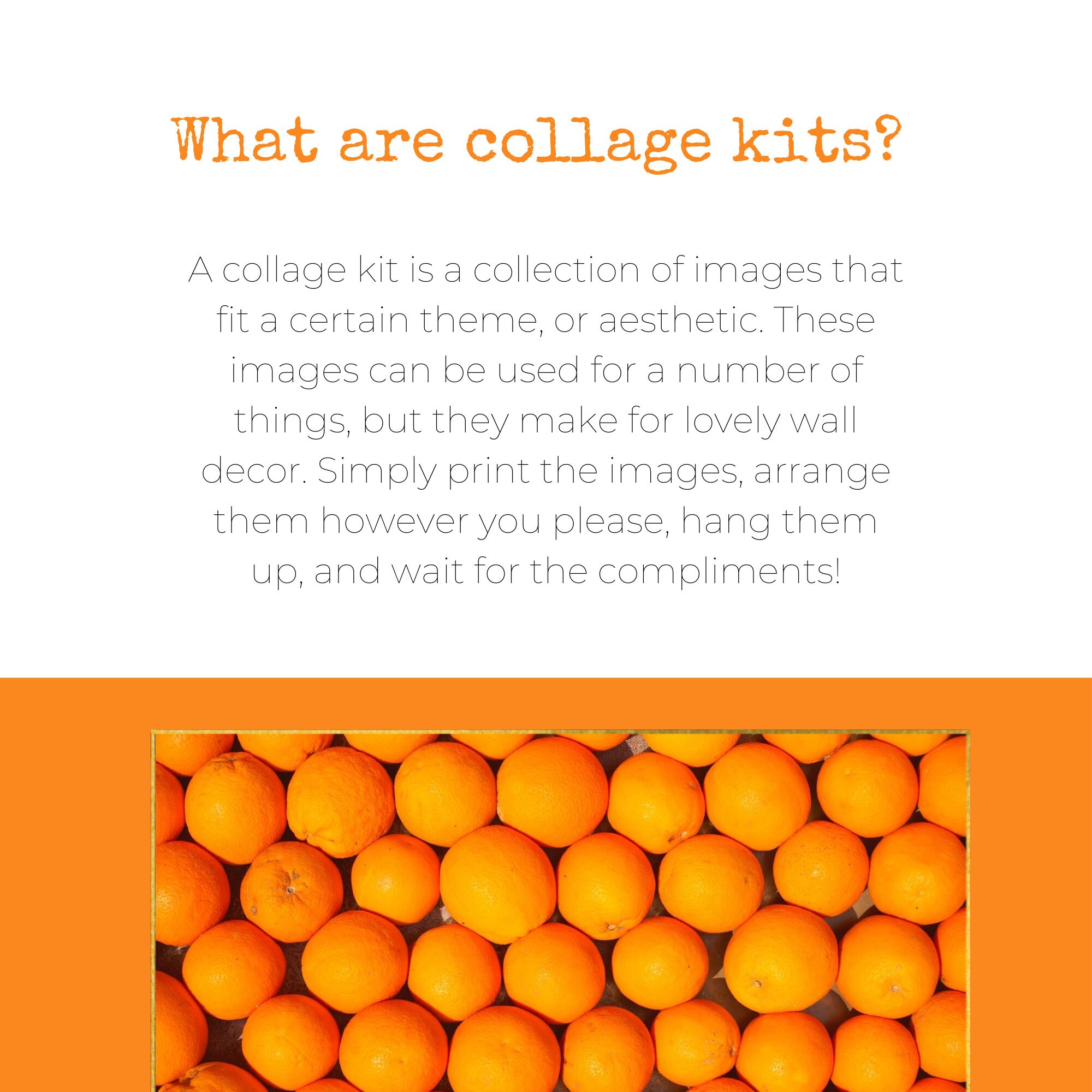 Orange Aesthetic Collage Kit, Wall Decor, Digital, Orange, Cheerful ...