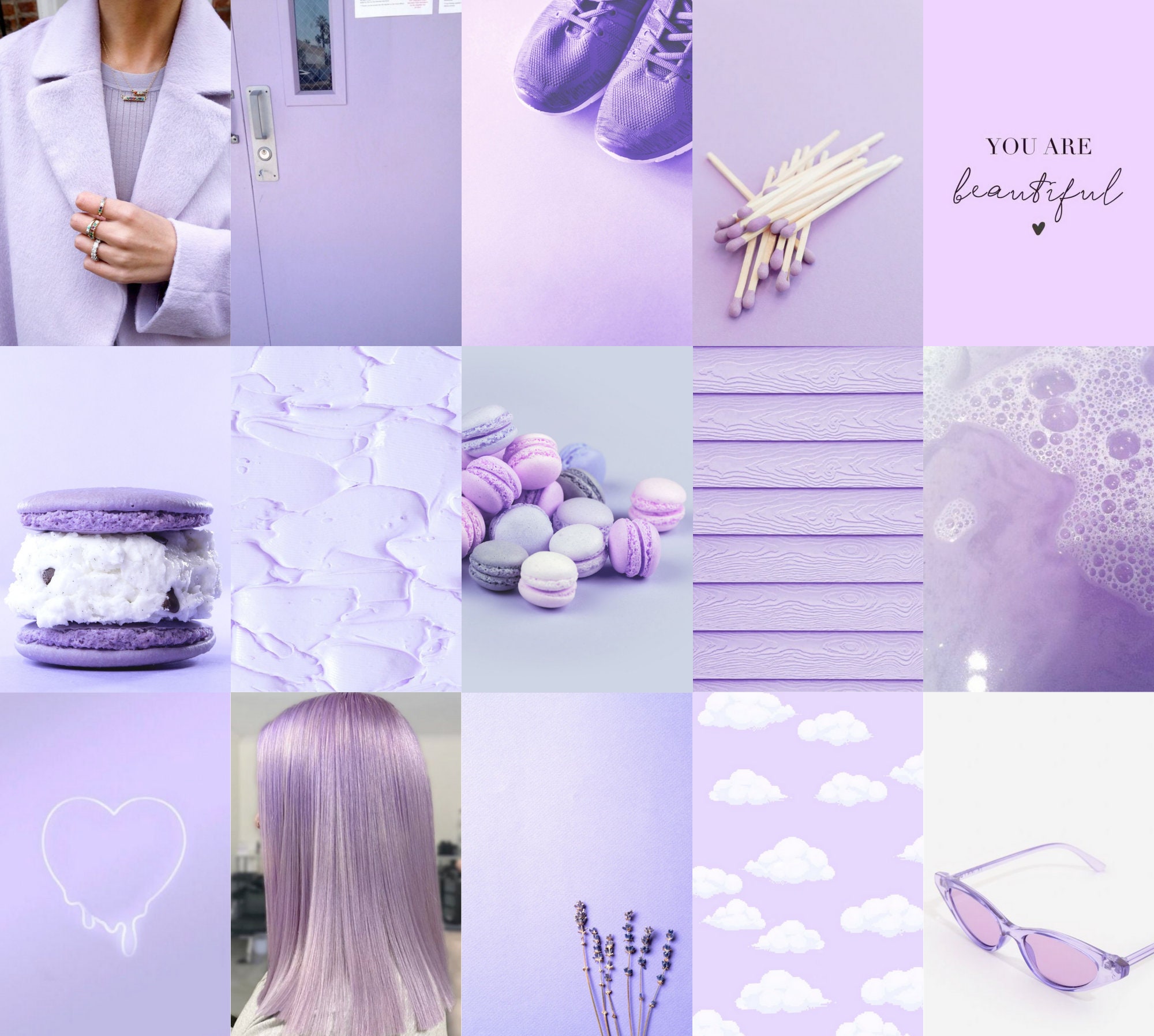 Lavender Aesthetic Collage Kit Wall Decor Digital Lavender - Etsy