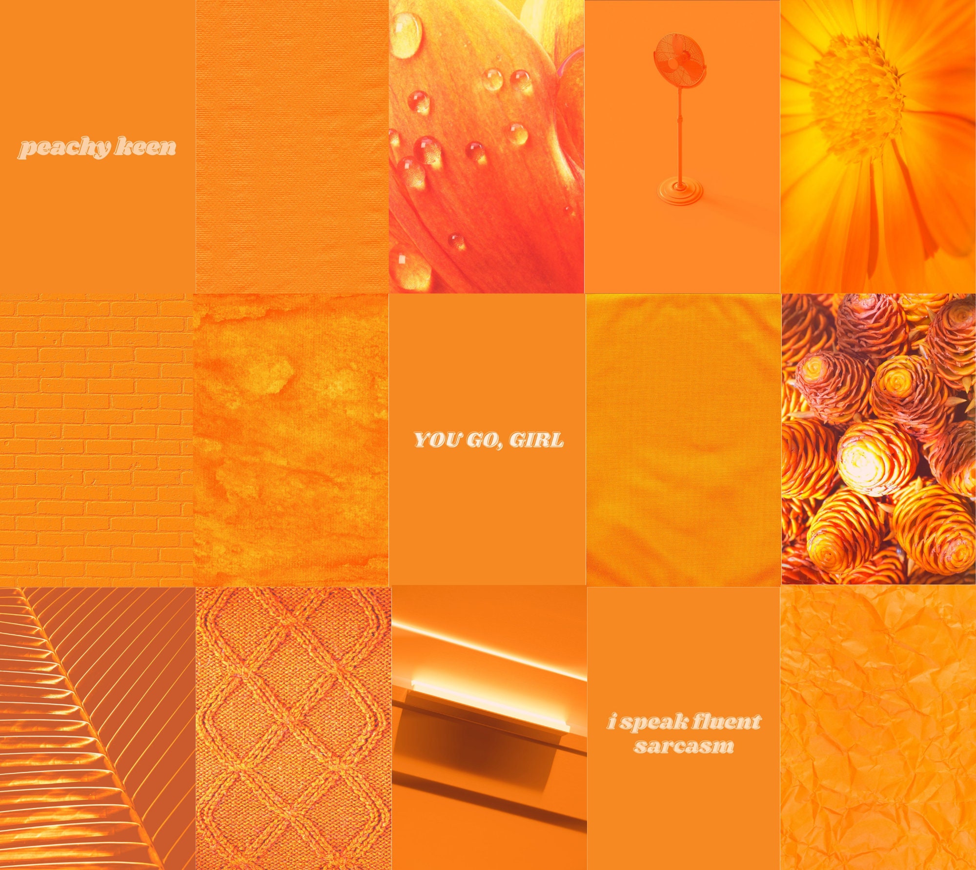 Orange Aesthetic Collage Kit, Wall Decor, Digital, Orange, Cheerful ...
