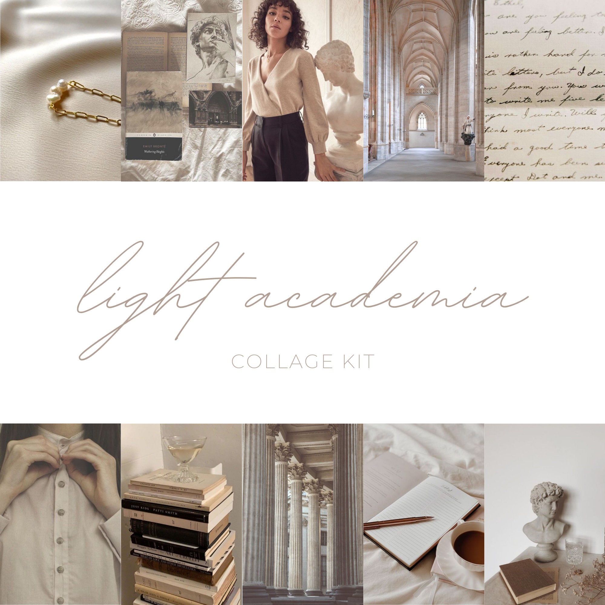 Light Academia Aesthetic Collage Kit, Wall Decor, Digital, Academia ...