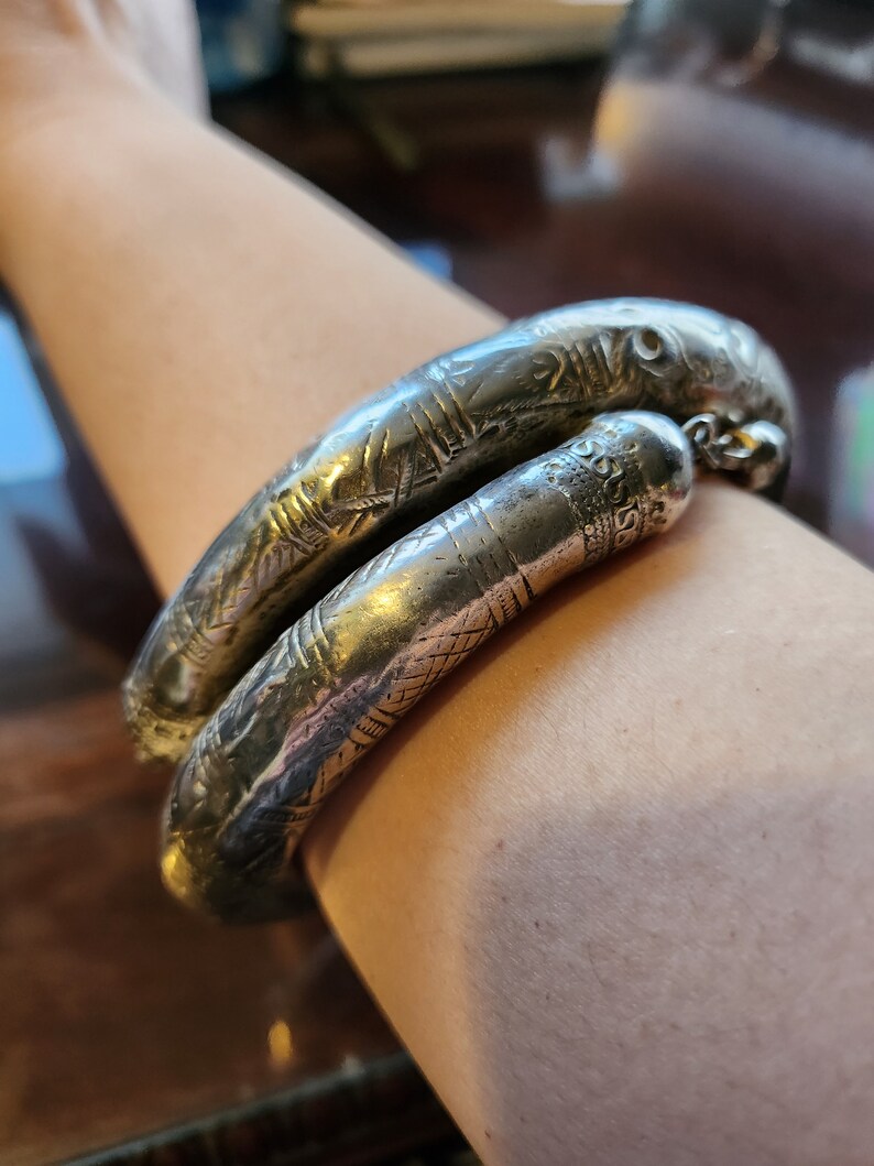 Yemeni Snake Armlet or Anklet, Vintage Bedouin Silver, Antique 1900s ...