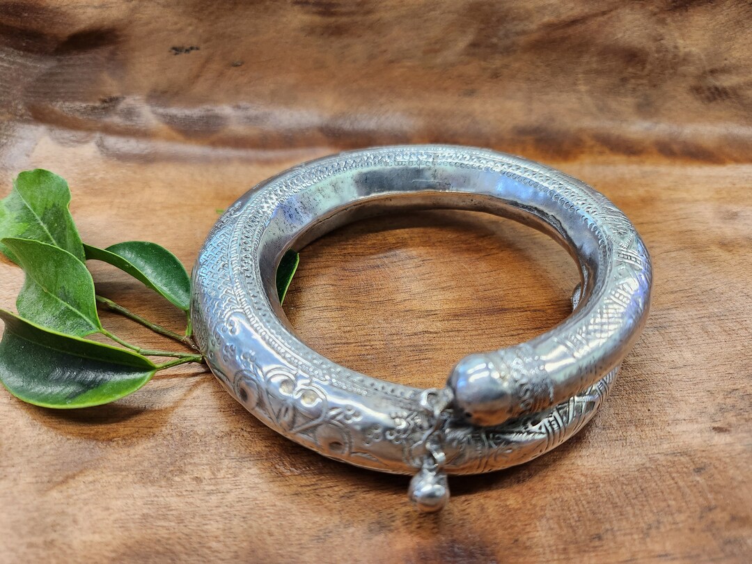 Yemeni Snake Armlet or Anklet, Vintage Bedouin Silver, Antique 1900s ...