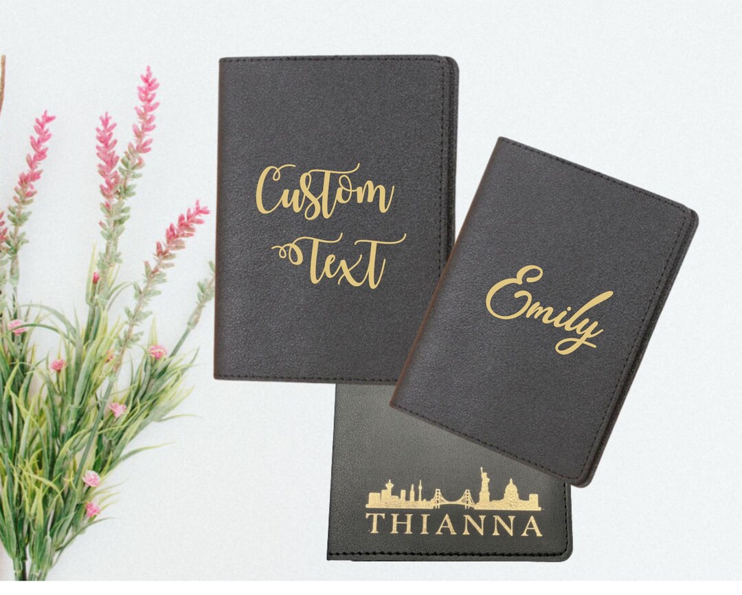 Custom Personalised Passport Holder Cover, Faux Leather, Gold Foil ...