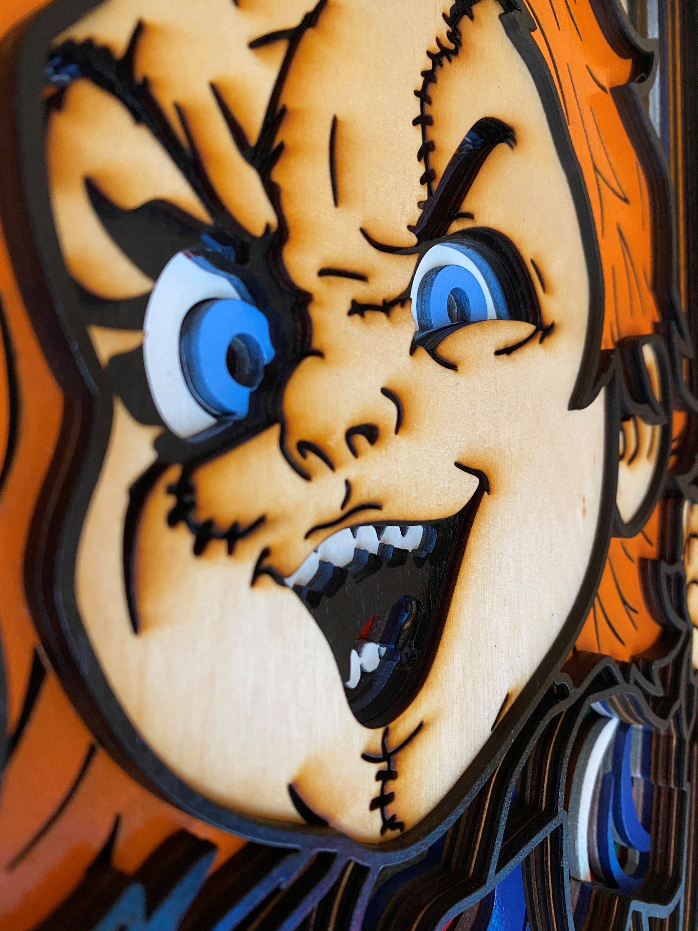 Chucky Wooden Sculpture Horror Movie Original Art Wall - Etsy