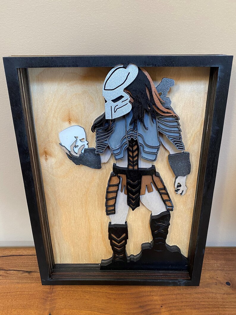 Predator Alien Wall Decor Wood Sculpture Original Art - Etsy