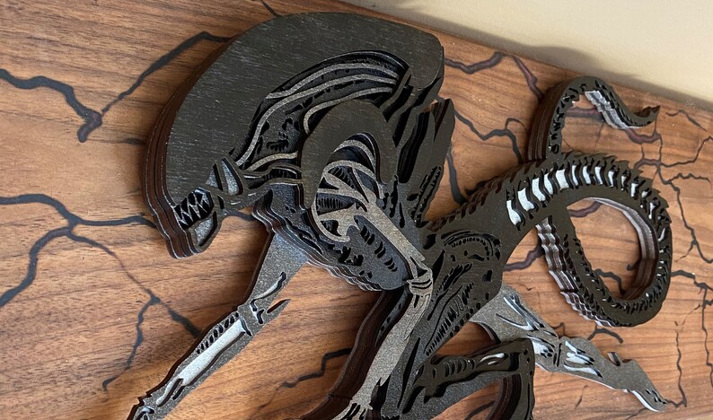 Alien Xenomorph Wooden Sculpture Original Art Wall Hanging | Etsy