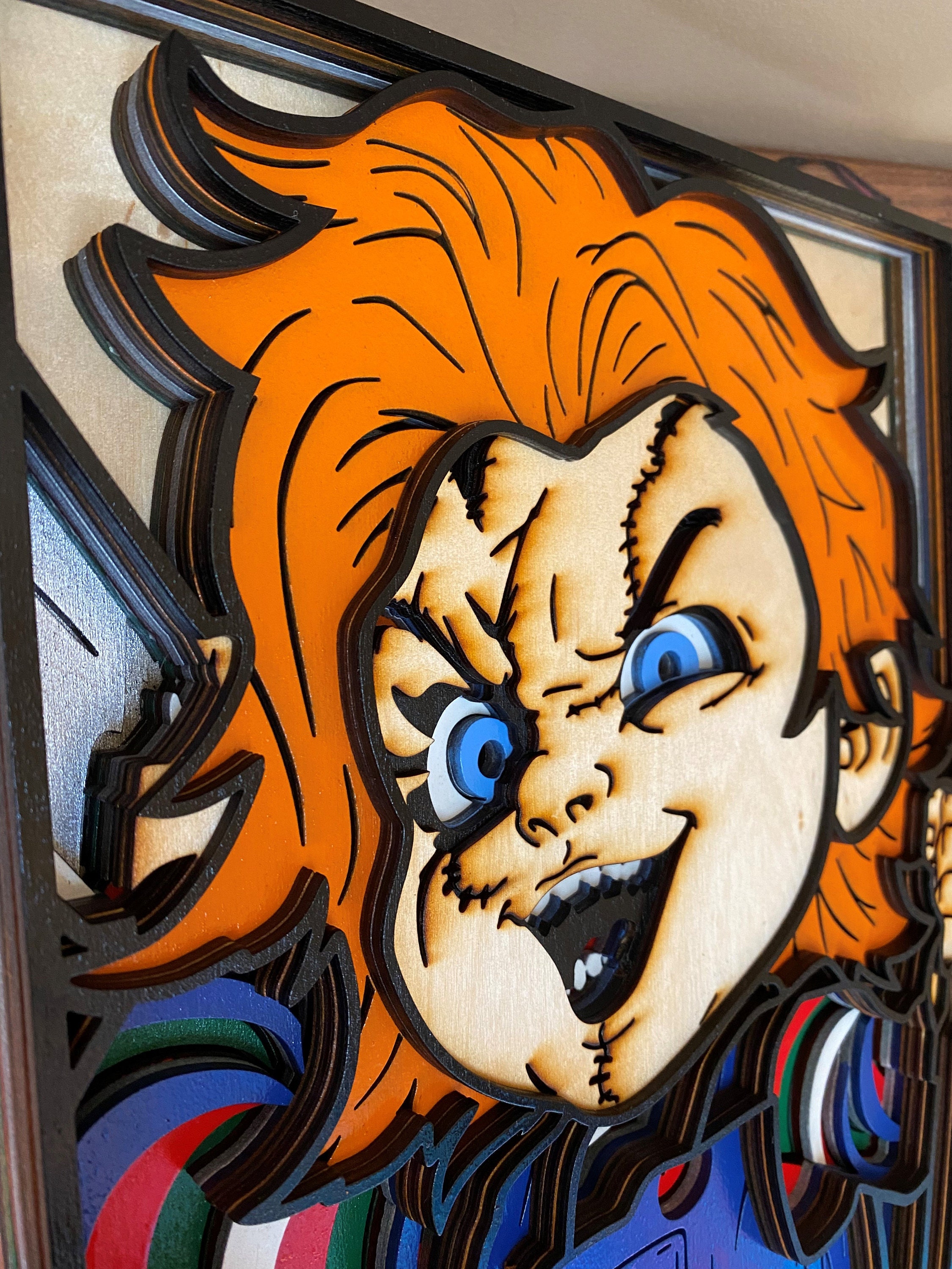 Chucky Wooden Sculpture Horror Movie Original Art Wall - Etsy