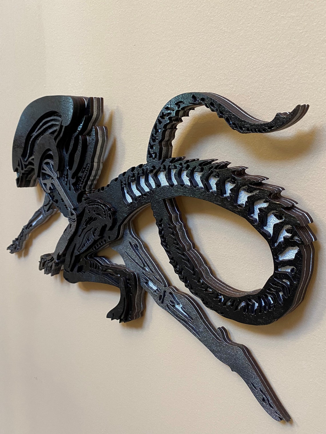 Alien Xenomorph Wooden Sculpture Original Art Wall Hanging | Etsy
