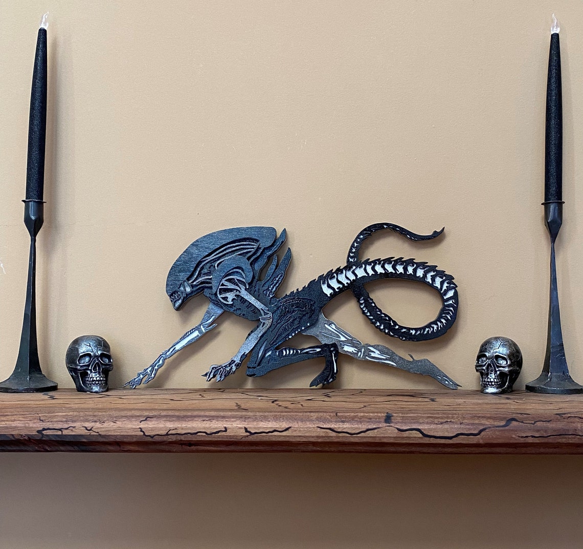 Alien Xenomorph Wooden Sculpture Original Art Wall Hanging | Etsy