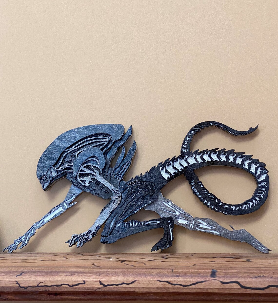 Alien Xenomorph Wooden Sculpture Original Art Wall Hanging | Etsy