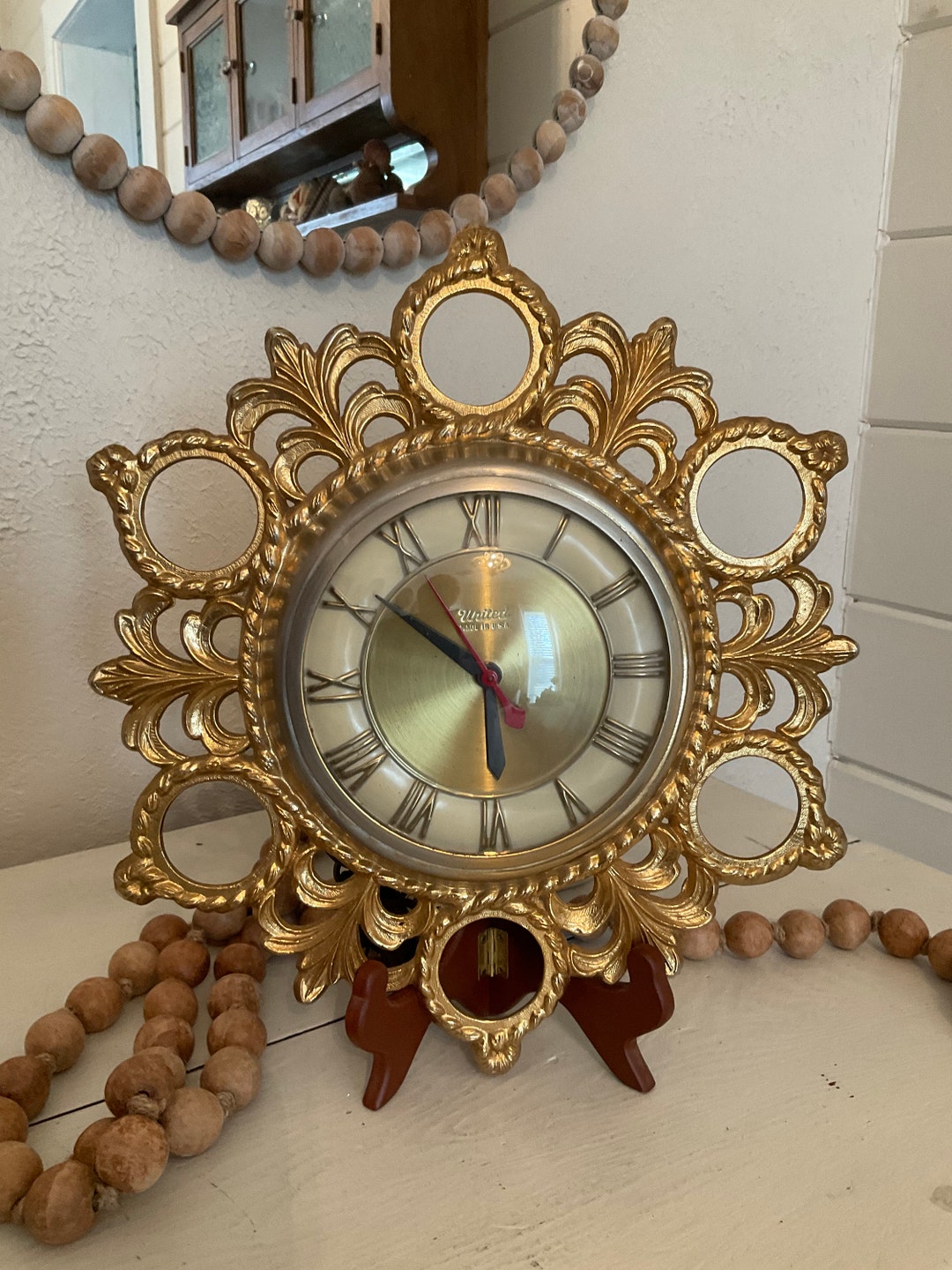 1950s Hollywood Regency Gold Metal Clock - Etsy