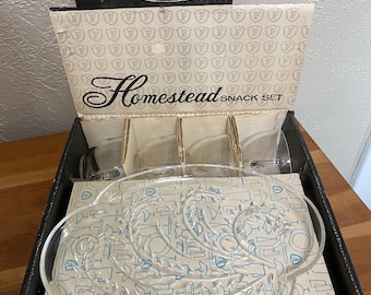 Vintage Federal Glass HOMESTEAD Swirled Snack Set Plate With Cup - Etsy