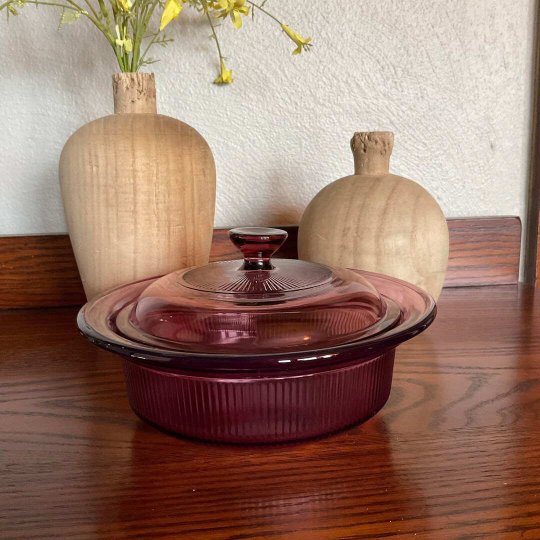 24 Ounce Pyrex Cranberry Visions Casserole Dish - Etsy