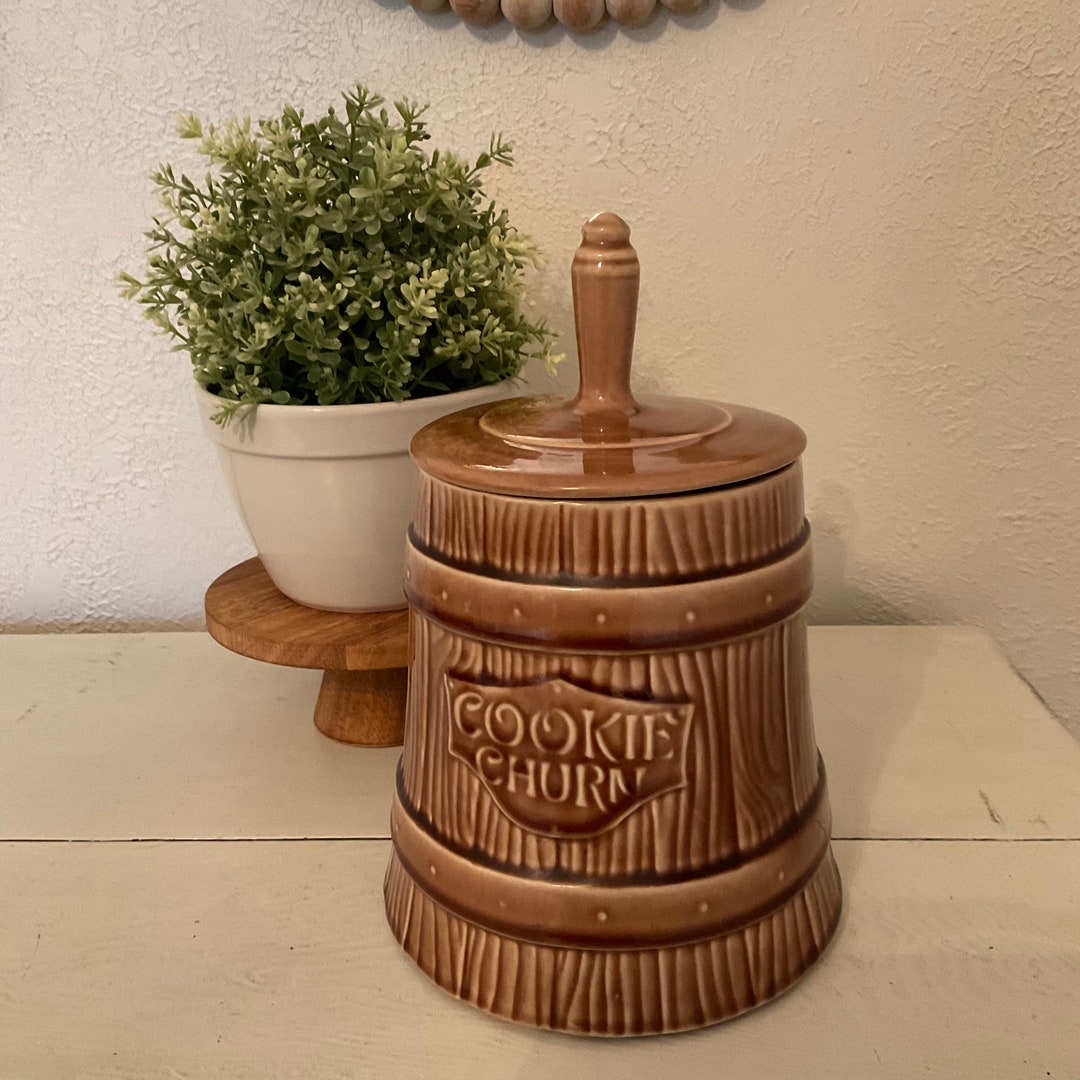 Vintage Ceramic Cookie Churn Cookie Jar - Etsy