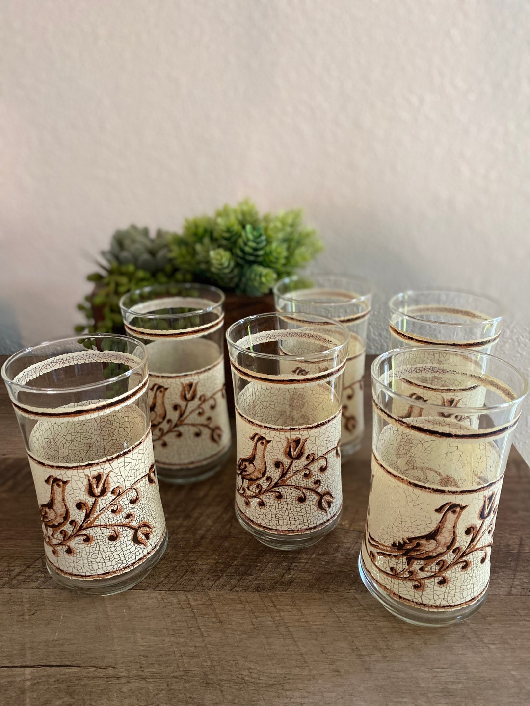 Set of 6 Vintage Libbey Partridge Crackle Tumblers/drinking Glasses - Etsy