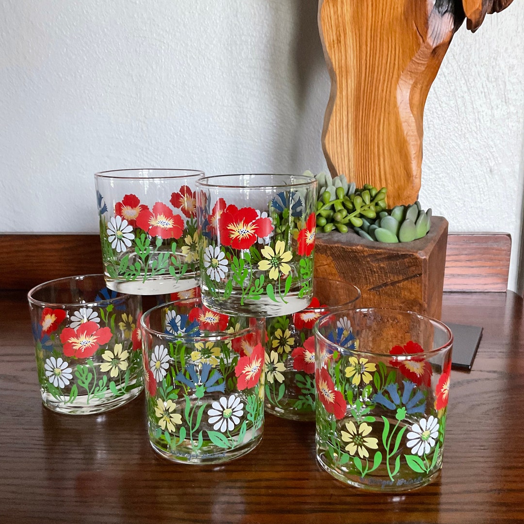 Set of 7 Retro Vintage George Briard “floral Fantasy” Glassware - Etsy