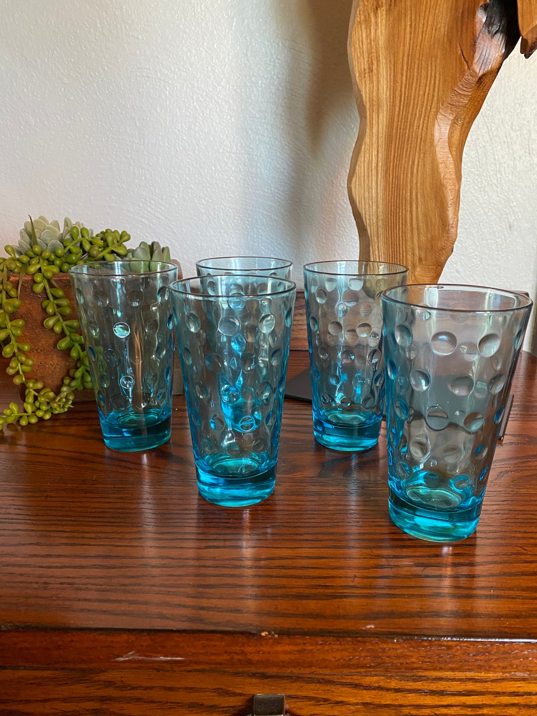 Set of 5 1960s MCM Blue Cocktail Tumbler Glasses - Etsy