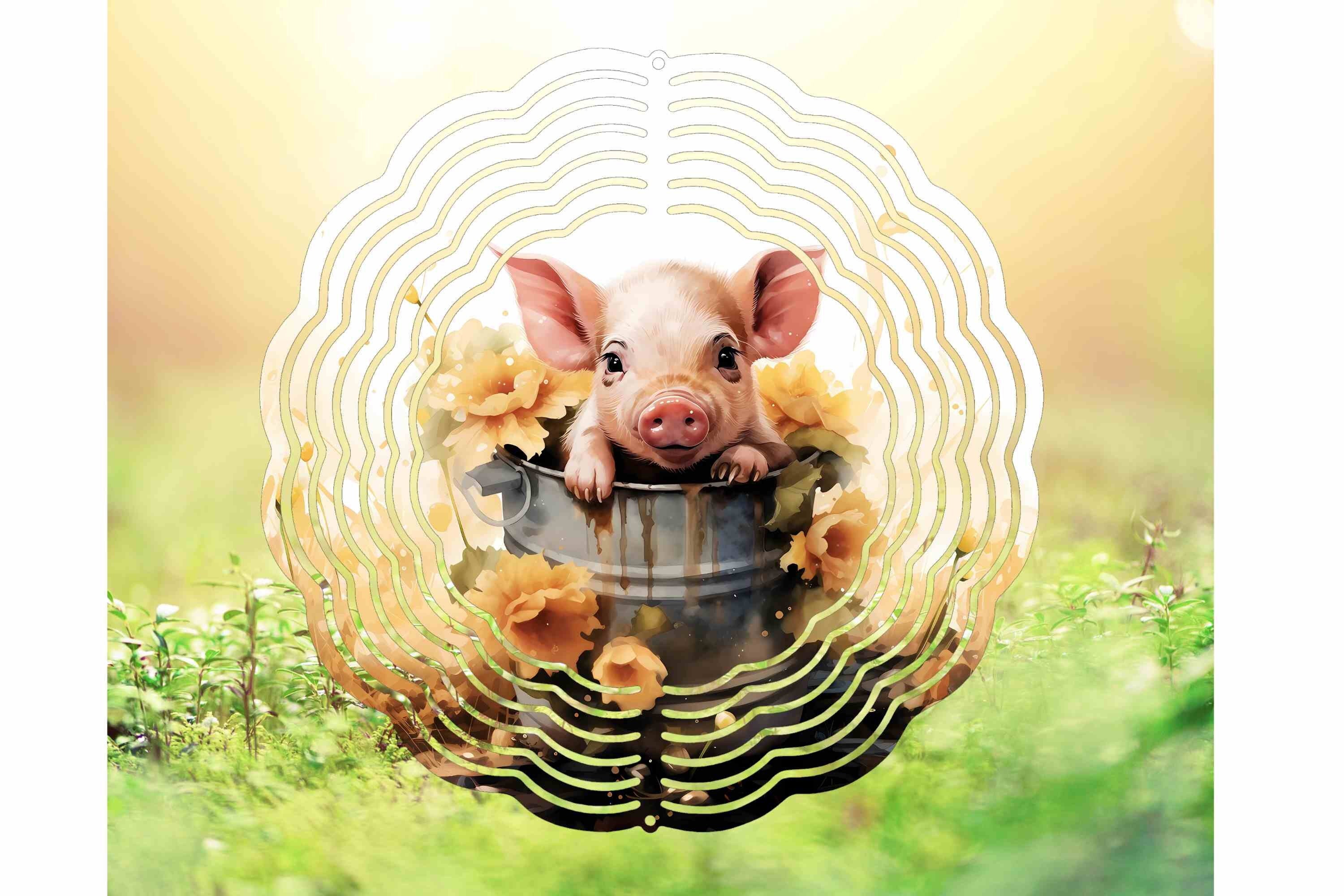 Bucket Pig Wind Spinner PNG, Country Windspinner Sublimation Design ...
