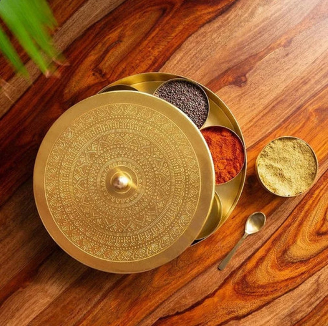 Handcrafted Brass Spice Box Masala Dabba Masala Dani Indian - Etsy