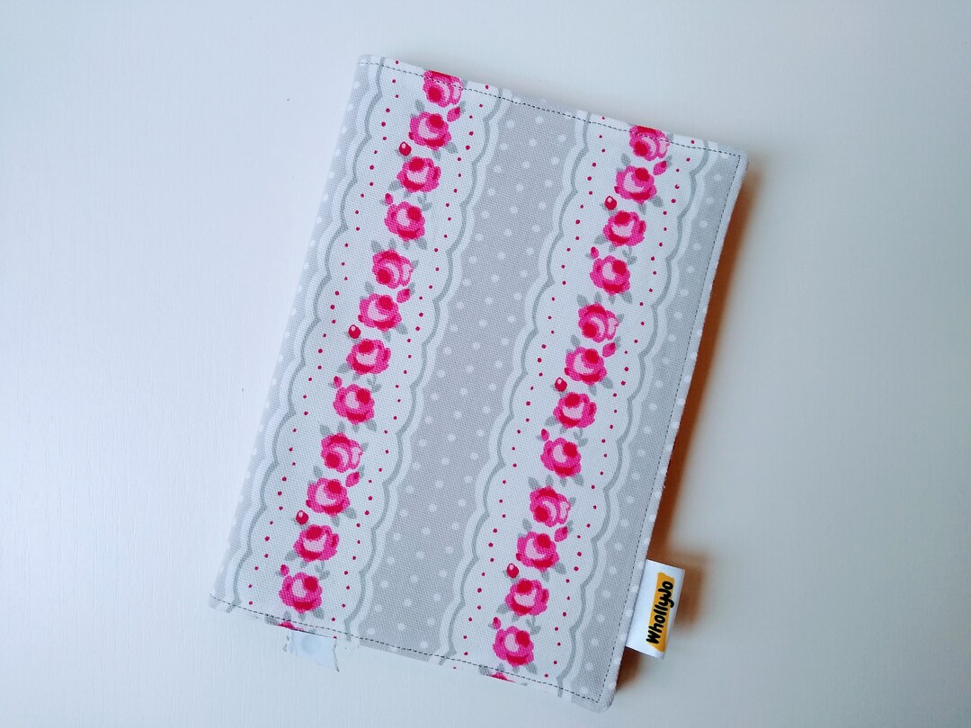 Floral Notebook Cover A5, Pink & Grey Reusable Notebook Cover, Floral ...