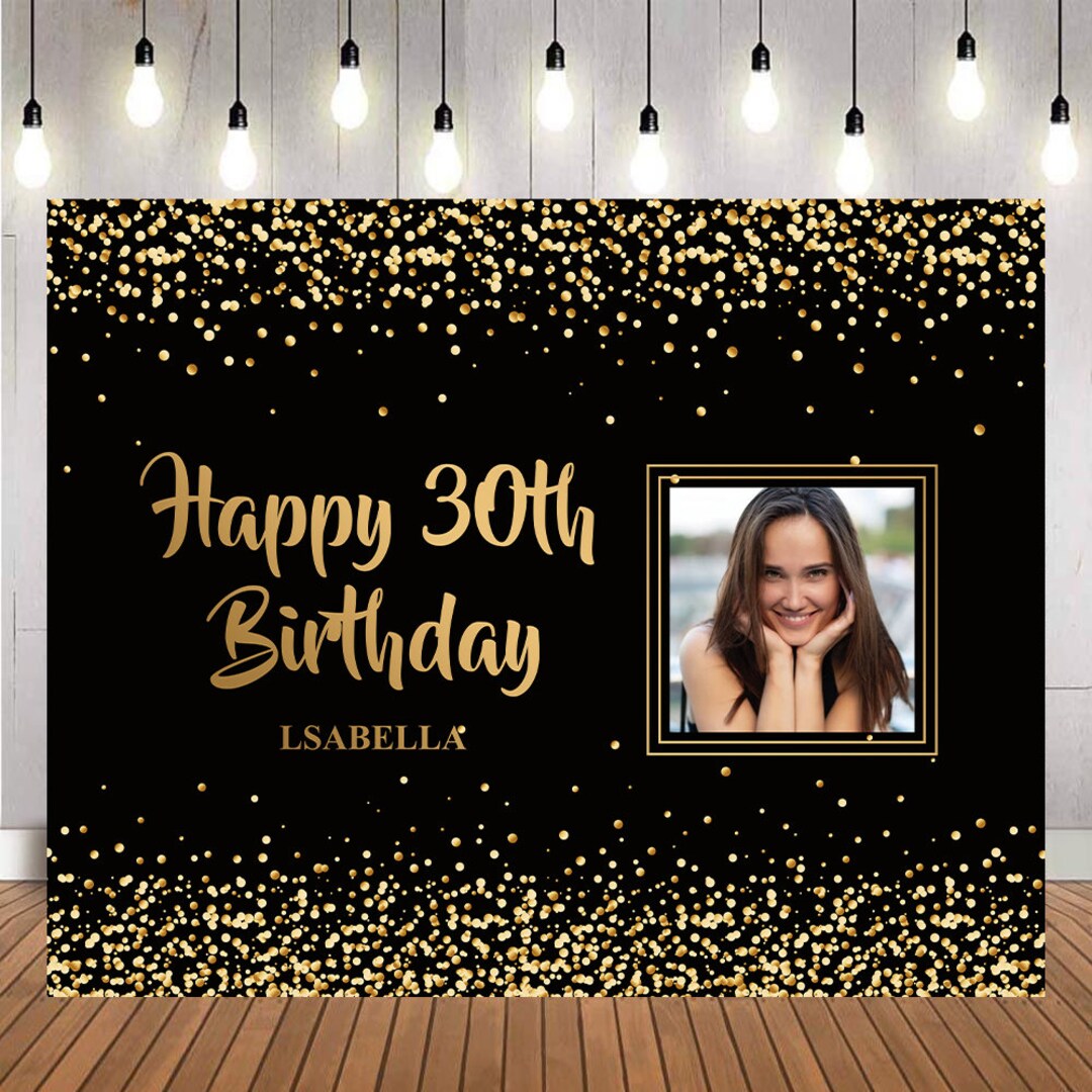 Golden Happy Birthday Party Custom Backgroundcustom Birthday - Etsy