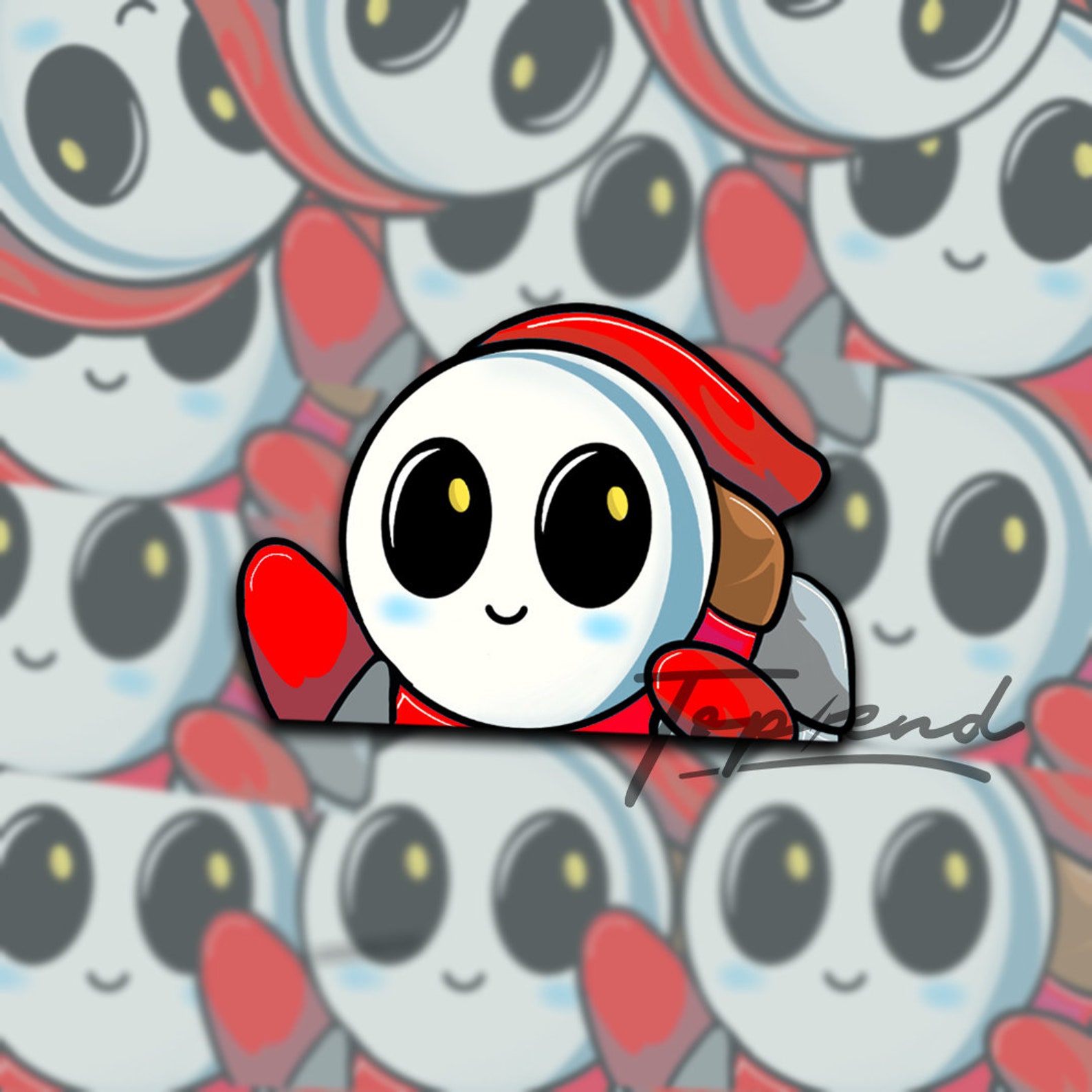 Red Shy Guy Waving Sticker | Etsy